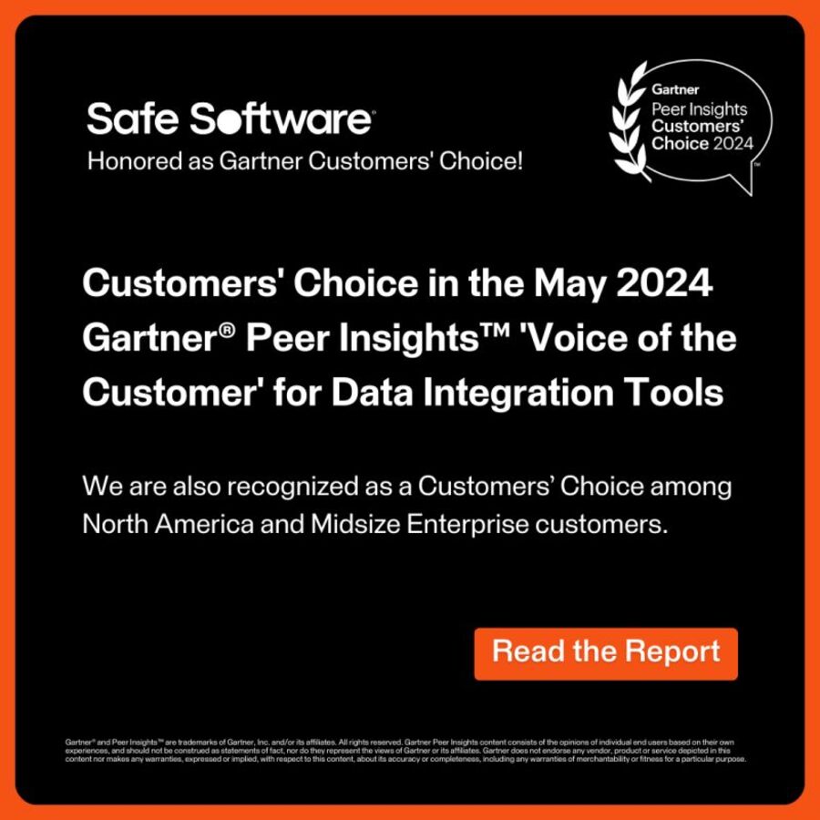 Safe Software in Gartner® Peer Insights™-Studie ausgezeichnet